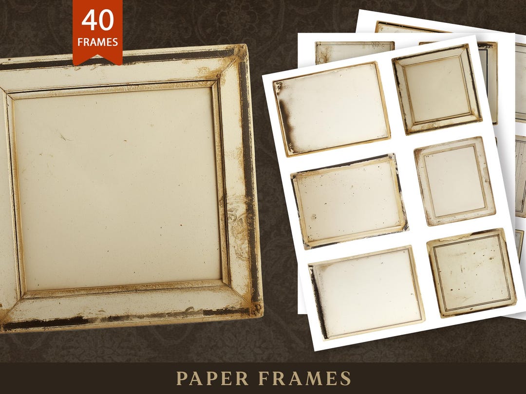 Vintage Paper Frames for Junk Journals | 40 Aged Frame Pngs + Printable ...