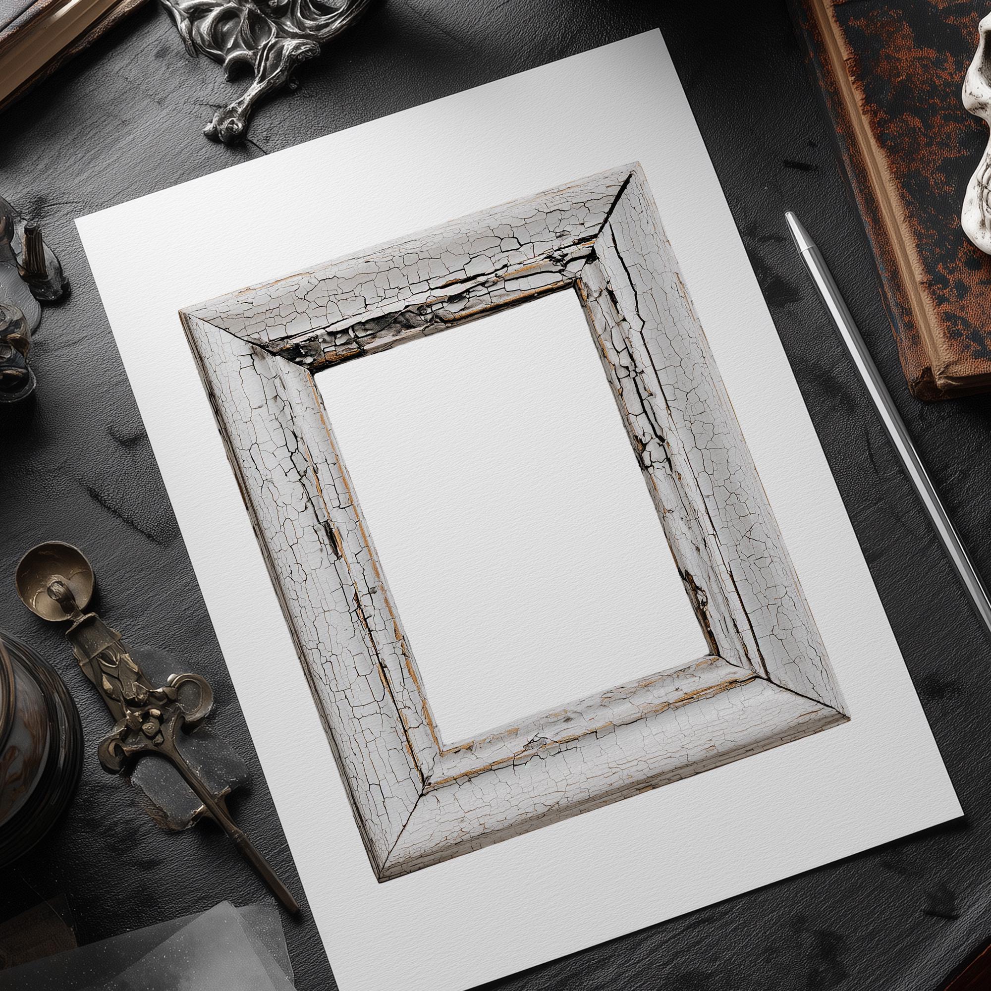 Distressed White Frames PNG Set, Rustic Shabby Picture Frames ...