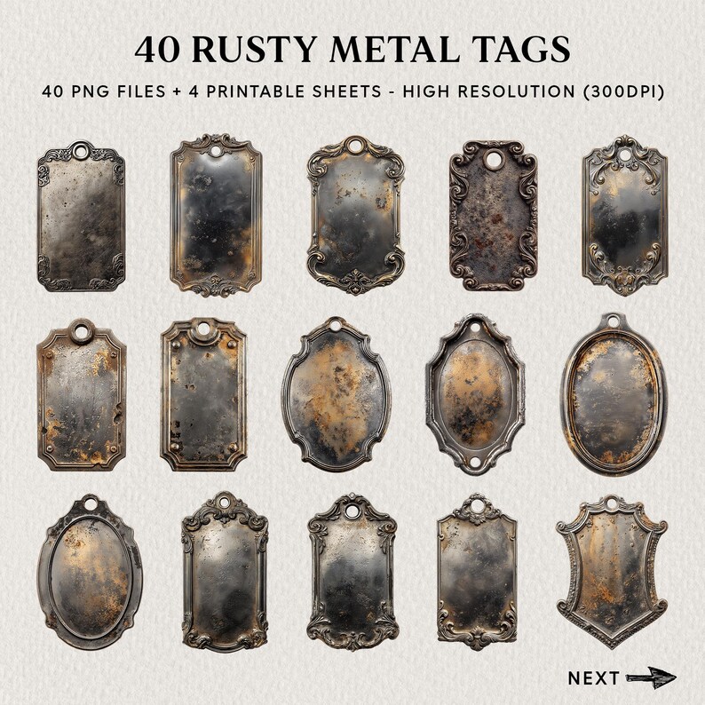 Rusty Metal Tags: Vintage Style Ephemera for Collage & Junk Journals - Etsy