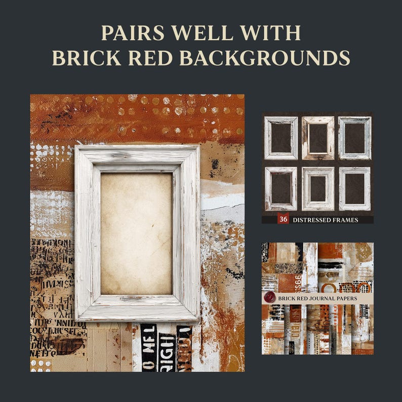 Distressed White Frames PNG Set, Rustic Shabby Picture Frames ...