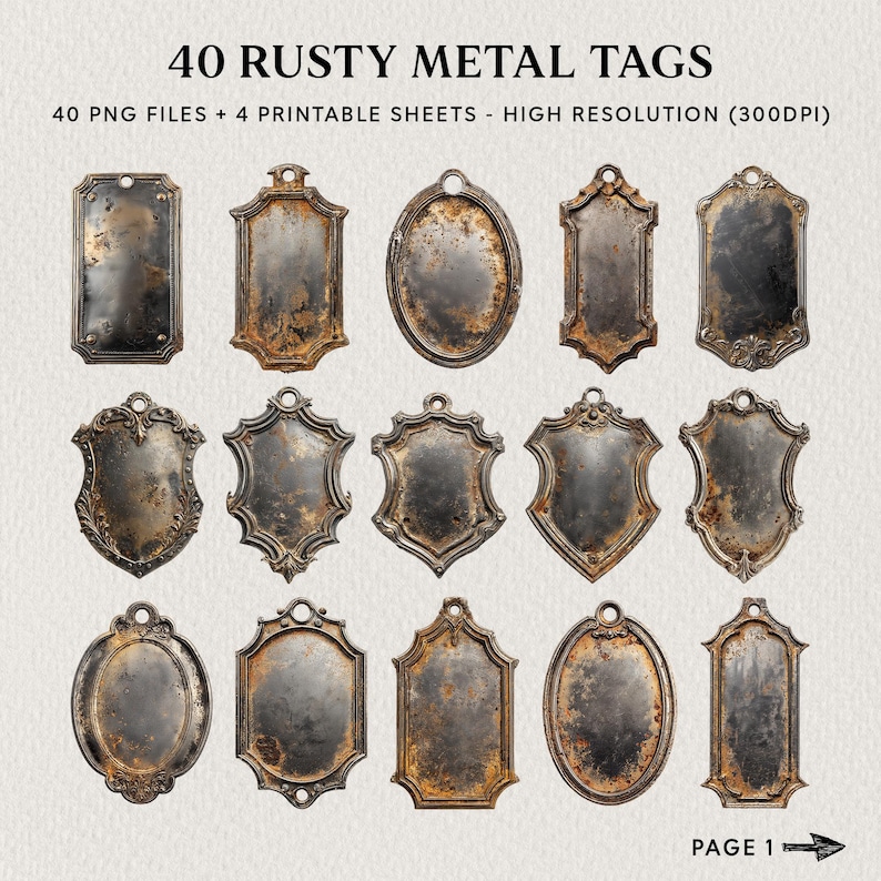 Rusty Metal Tags: Vintage Style Ephemera for Collage & Junk Journals - Etsy