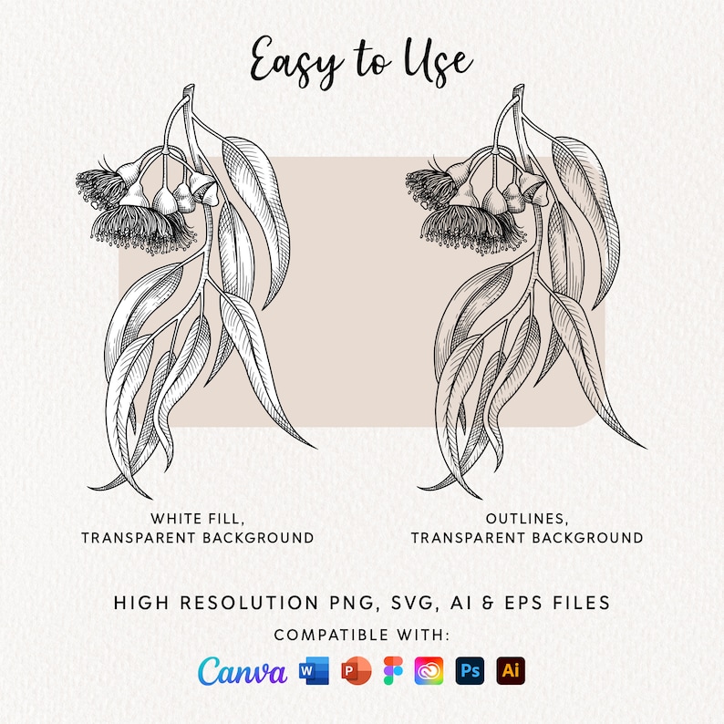 Hand Drawn Eucalyptus Illustration: Vector Art, Printable Wall Art ...