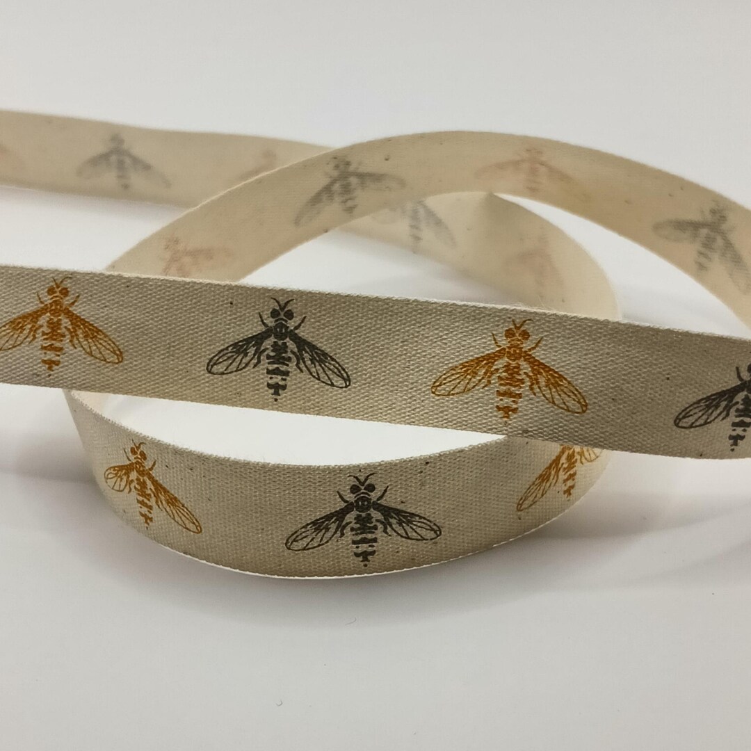15mm Bertie's Bow Cotton Ribbon With a Bee Print Design X 1 Metre, Gift ...