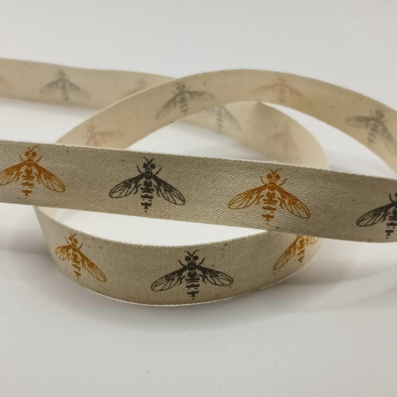 15mm Bertie's Bow Cotton Ribbon With a Bee Print Design X 1 Metre, Gift ...