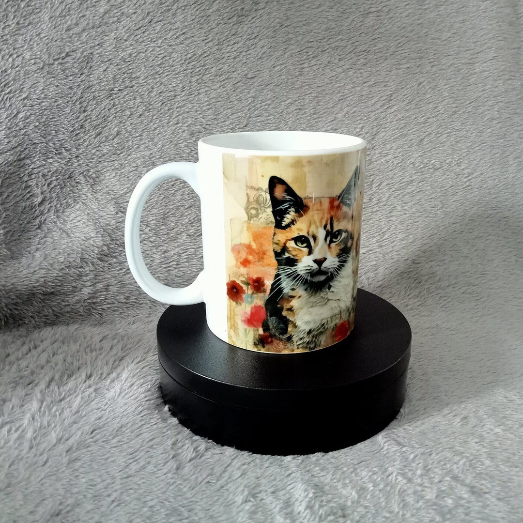 Tortoiseshell Cat Mug, Vintage Tortoiseshell Cat Design on a 11oz ...