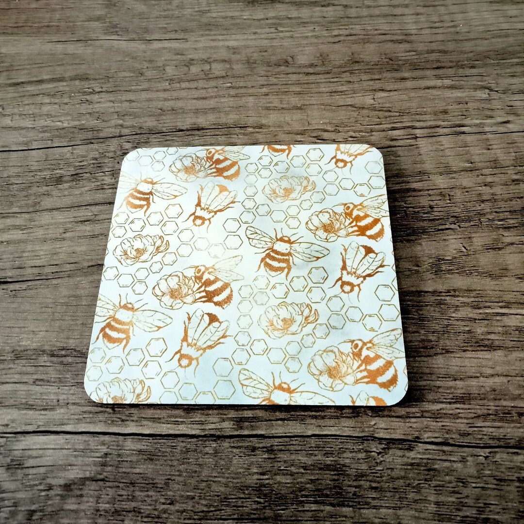 Bee Coaster Cute Vintage Bee Design A Wooden Coaster With - Etsy