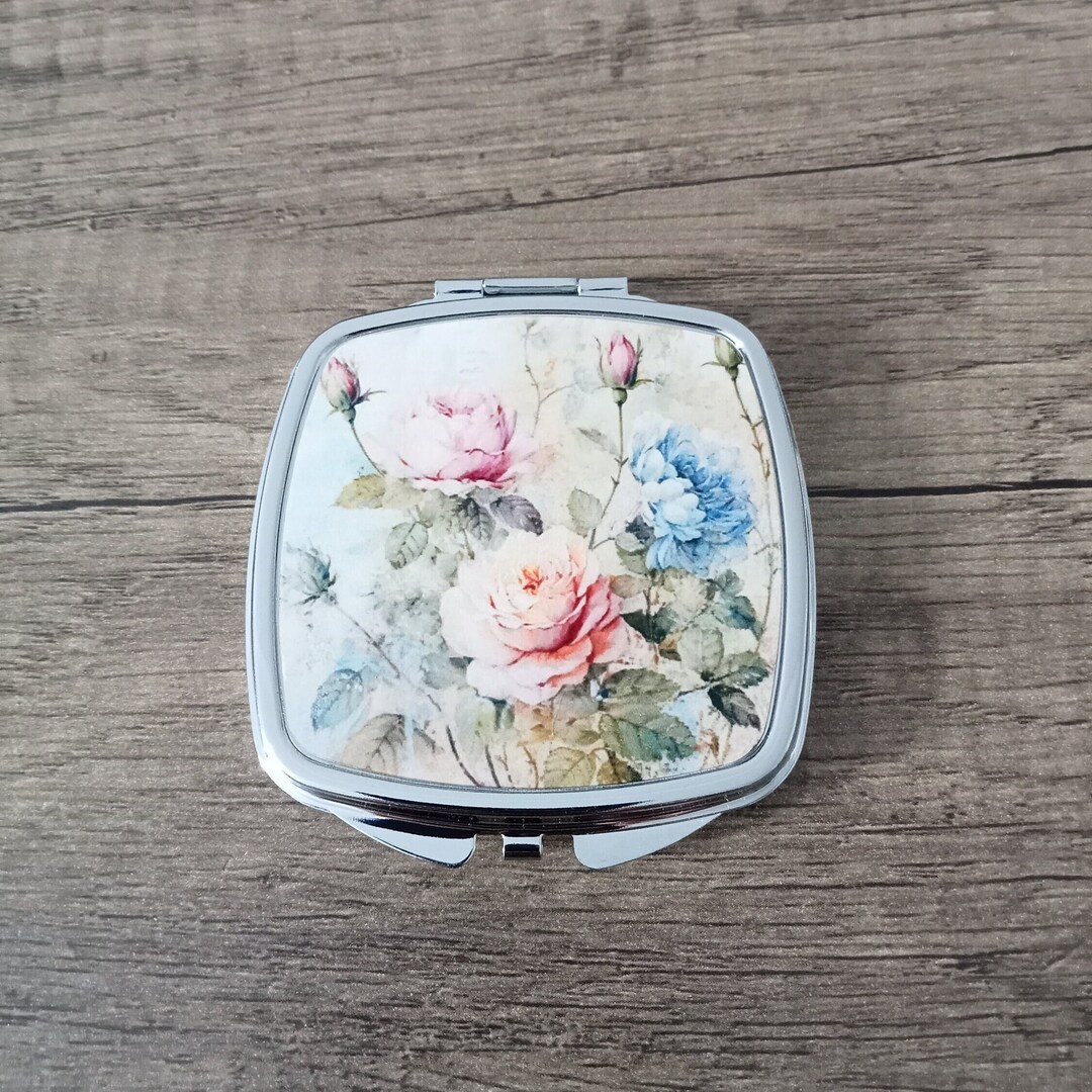 Rose Compact Mirror Vintage Style Rose Image Compact Mirror - Etsy