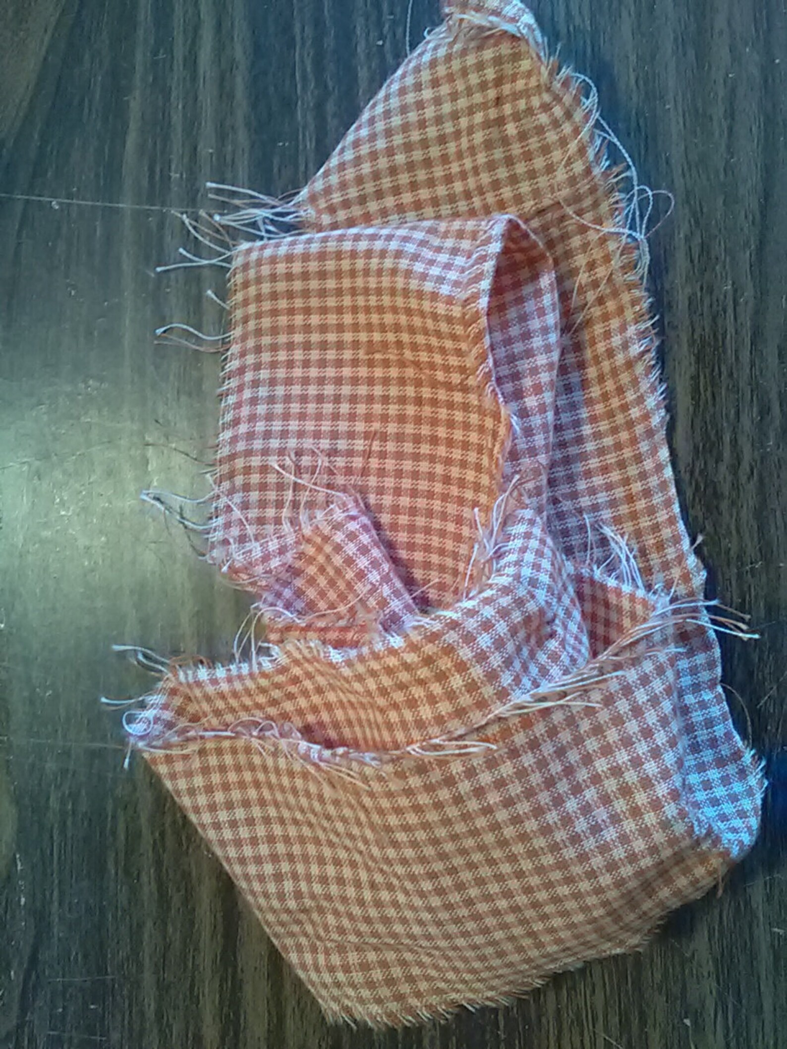 Hand Torn Fabric Ribbon Strip, 100% Cotton Homespun, Orange & Beige ...