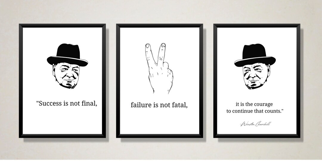 Winston Churchill Three-piece Printable Artwork & Quote - Etsy