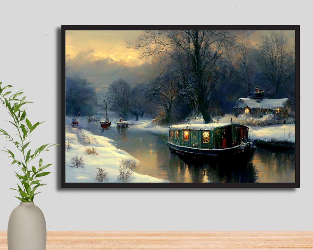 Wintertide 3 | Narrowboat Wall Art Print, Canal Boat Gift | the ...