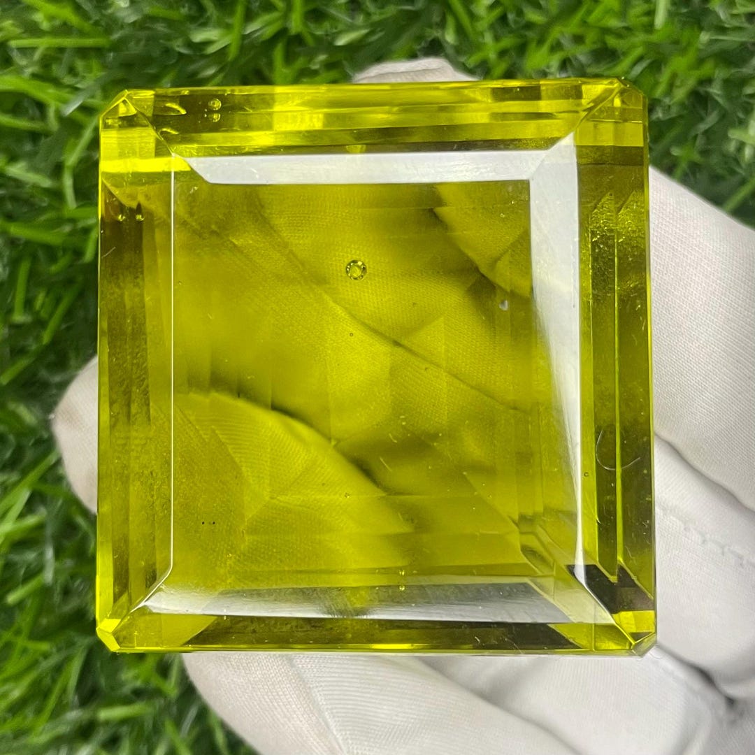 Yellow Quartz Faceted Rectangle Shape Gemstone, 630 Ct. Yellow Hydro ...
