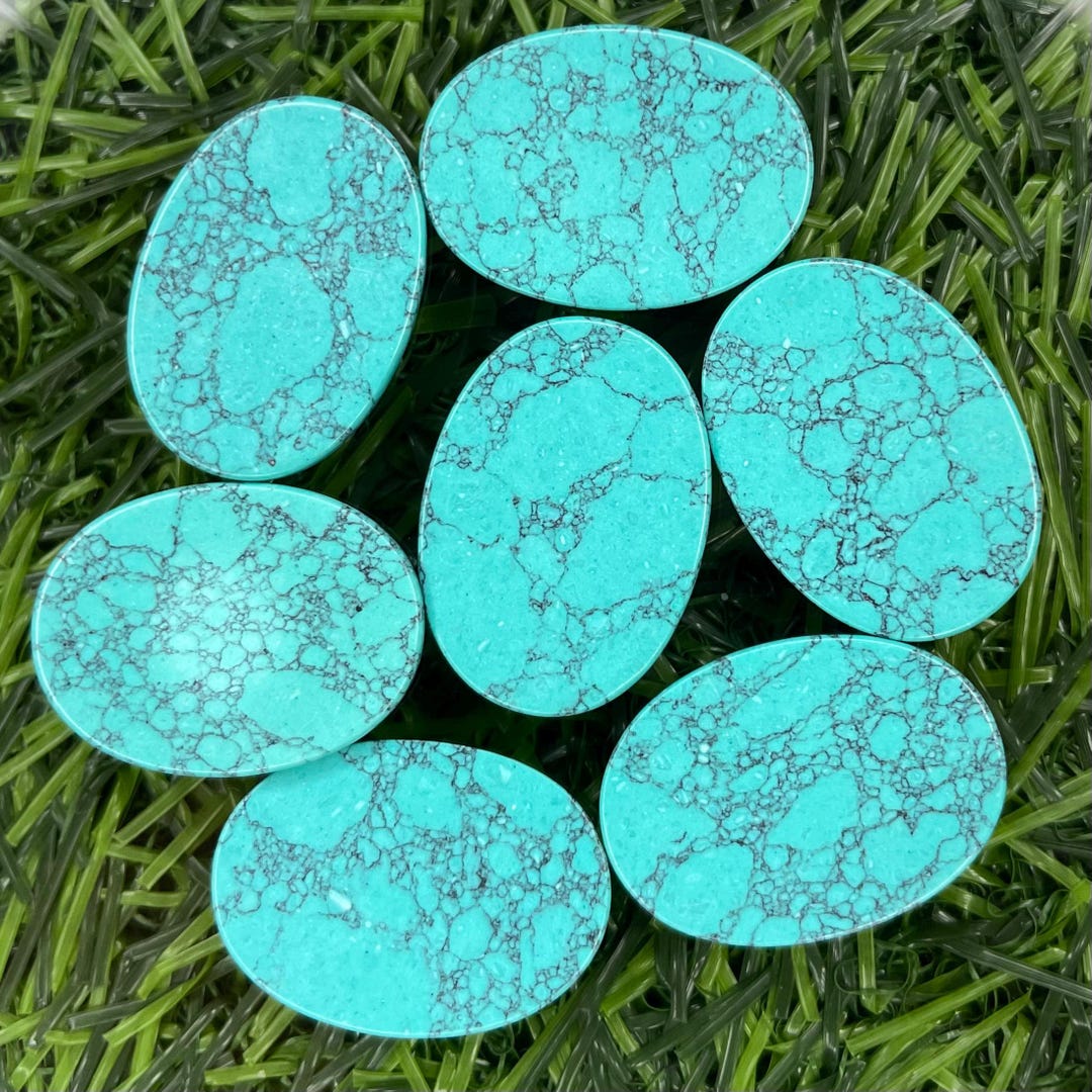 Fabulous Turquoise 7 Pcs Oval Shape Gemstone Cabochon Top Quality for ...