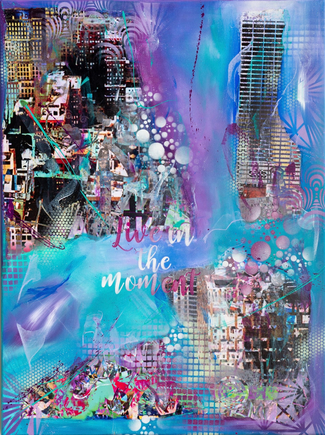 Acrylic Painting on Stretcher Frame, Collage, Abstract - Etsy