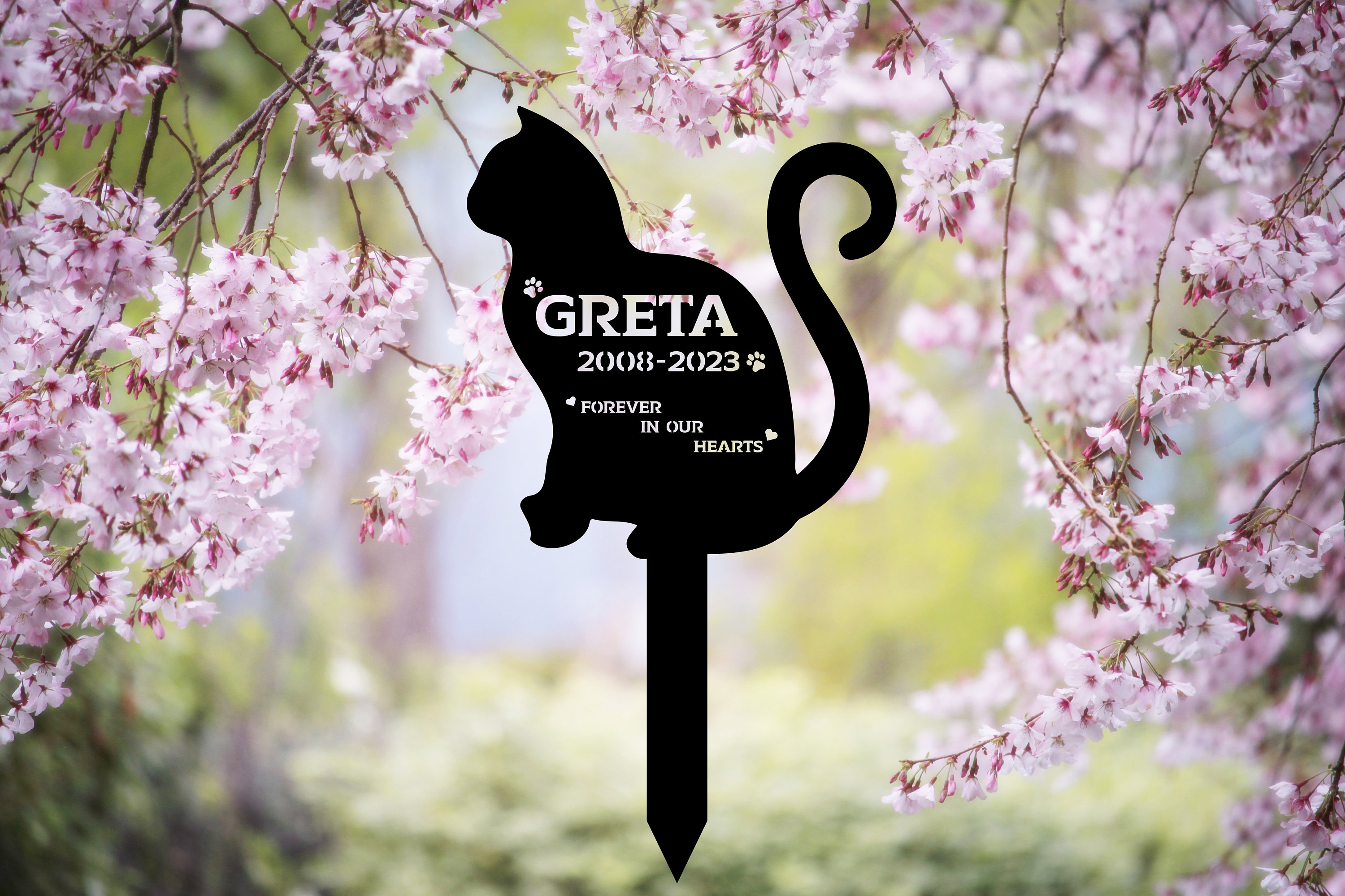 Personalized Metal Cat Memorial Stake,custom Cat Marker Name Stake ...