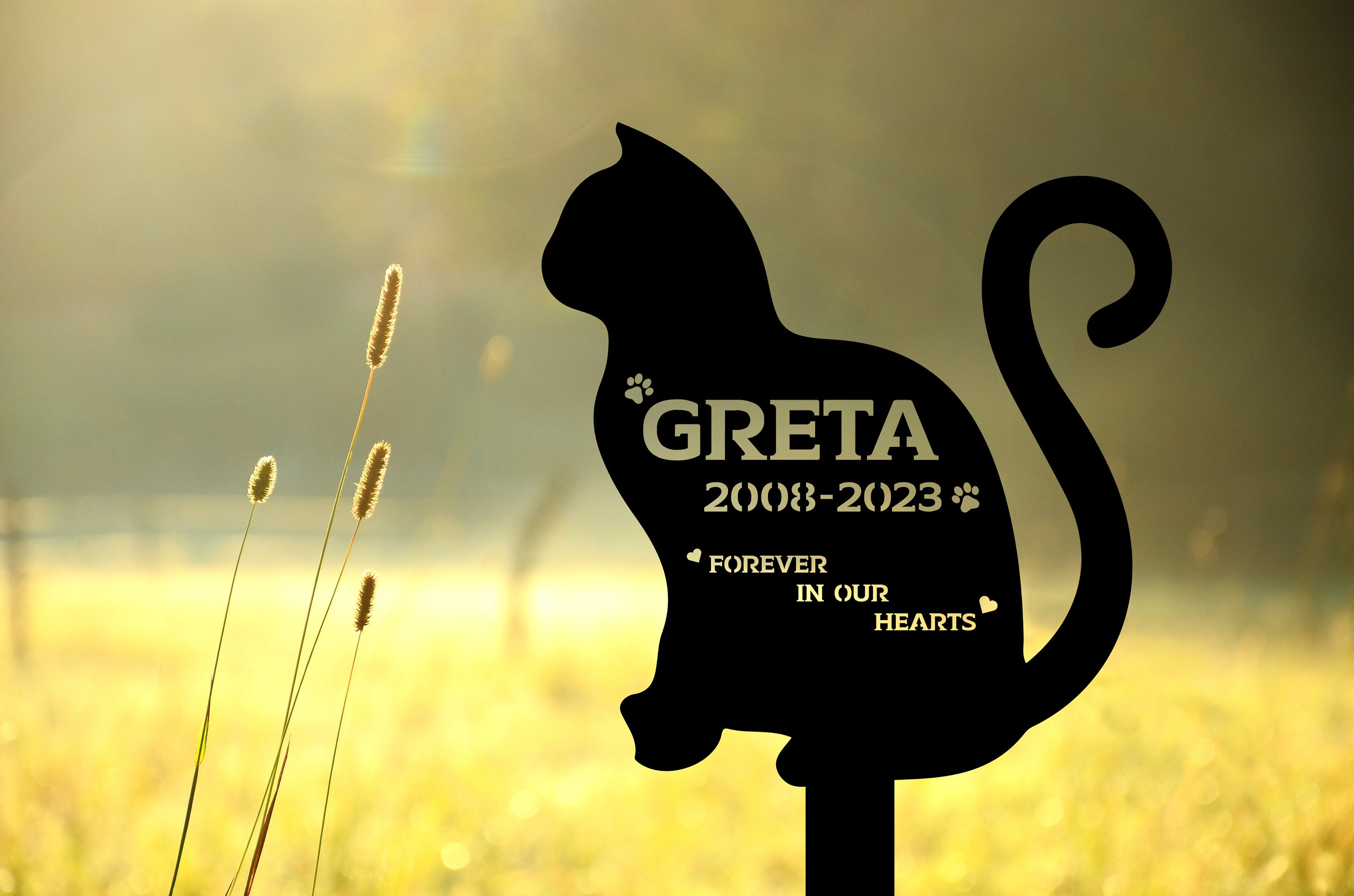Personalized Metal Cat Memorial Stake,custom Cat Marker Name Stake ...