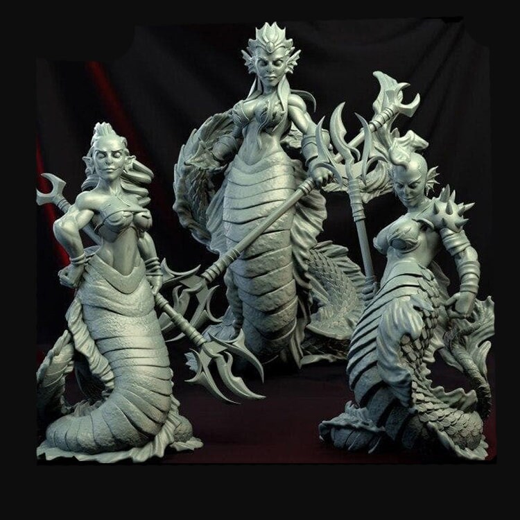 Sea Animals, Humanoid Monsters Collection Figures, 3D Printed Model ...