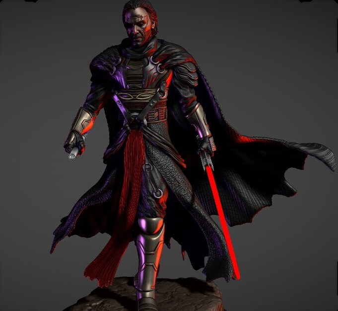 Star Wars Jedi Knight Darth Raven Figure 3D Printed Model Drawing White ...