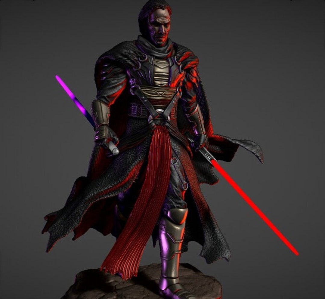 Star Wars Jedi Knight Darth Raven Figure 3D Printed Model Drawing White ...