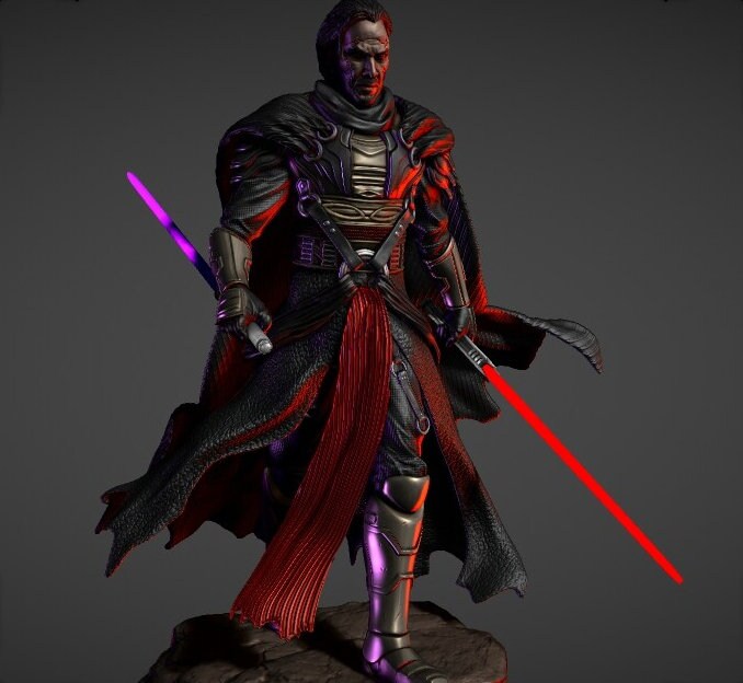 Star Wars Jedi Knight Darth Raven Figure 3D Printed Model Drawing White ...