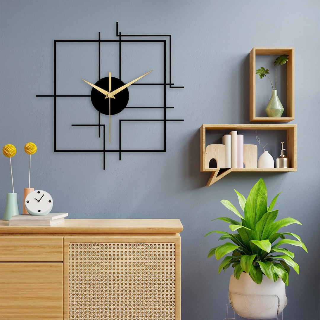 Unique Square Metal Wall Clock, Oversized Minimalist Clocks for Wall ...