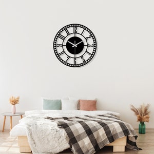 Modern Latin Numeral Metal Wall Clock - Oversized Vintage Wall Art ...