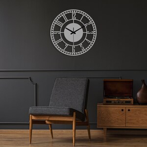 Modern Latin Numeral Metal Wall Clock - Oversized Vintage Wall Art ...
