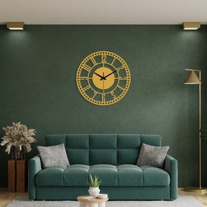 Modern Latin Numeral Metal Wall Clock - Oversized Vintage Wall Art ...
