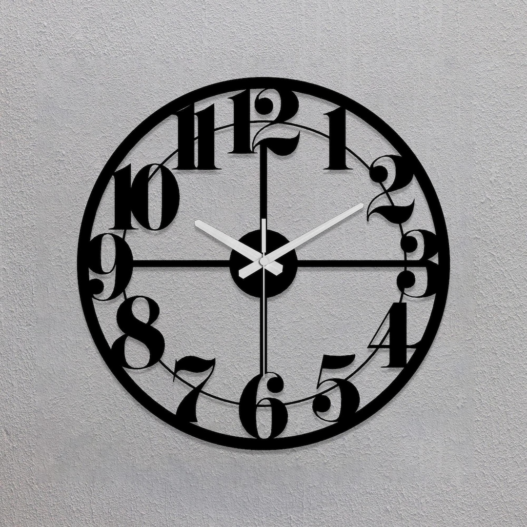 Modern Black Metal Numeral Wall Clock: Open-frame Home Decor - Etsy
