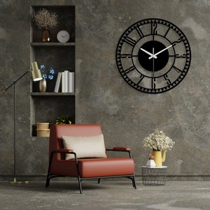 Modern Latin Numeral Metal Wall Clock - Oversized Vintage Wall Art ...