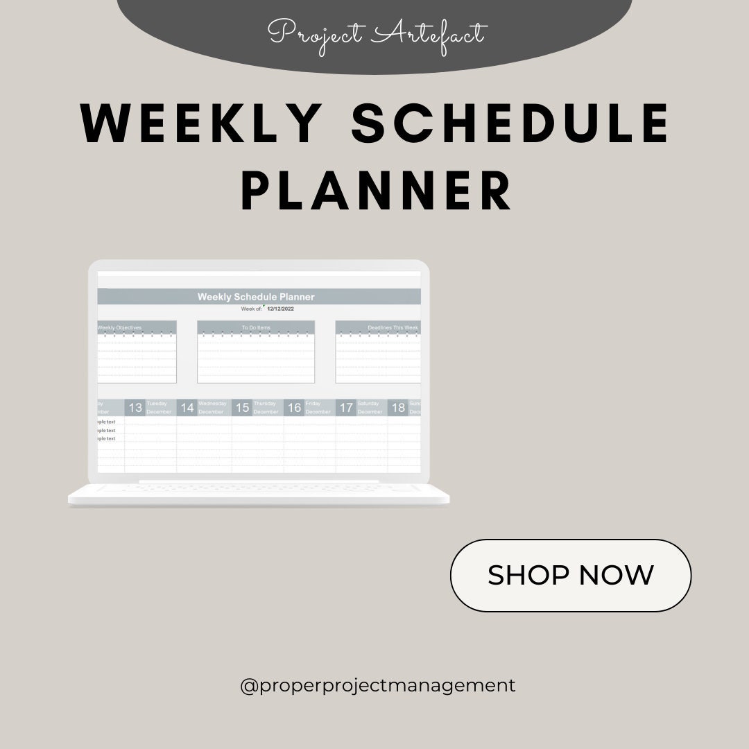 Project Management Weekly Schedule Template - Etsy
