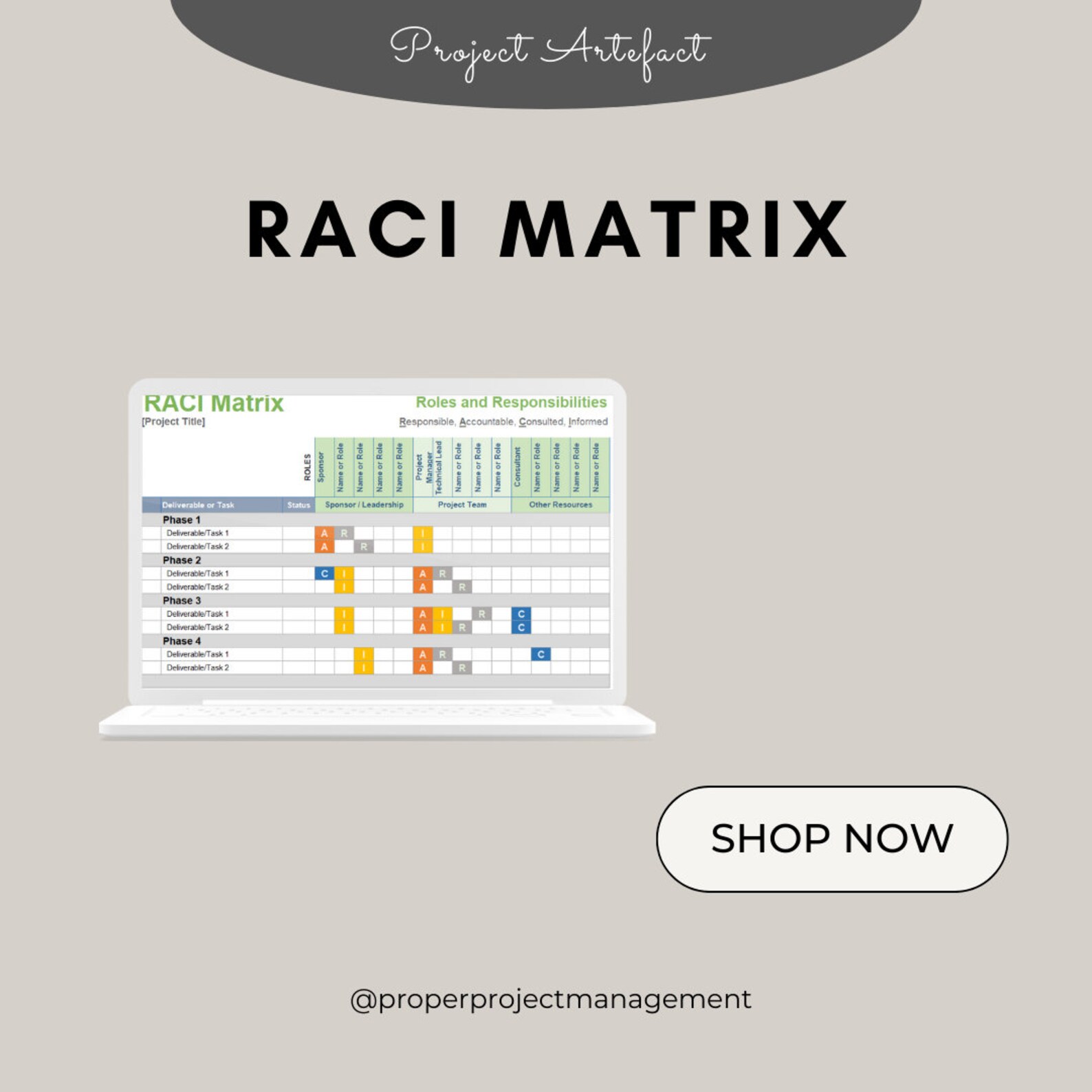 Project Management RACI Matrix Template - Etsy