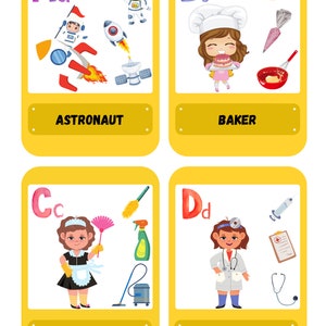 Job Cards for Kids With Alphabet, Alphabet Occupation Cards, Printable ...