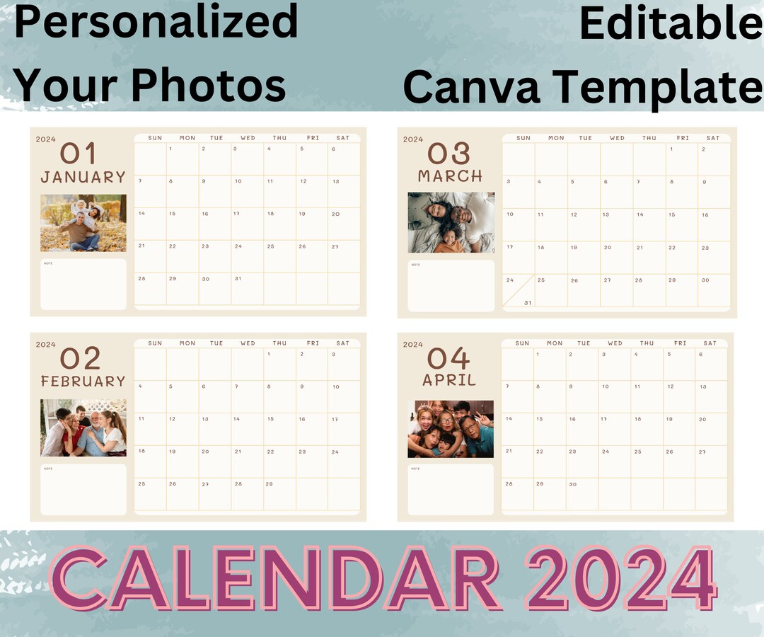 Personalized Calendar 2024, Printable and Editable Calendar 2024 ...