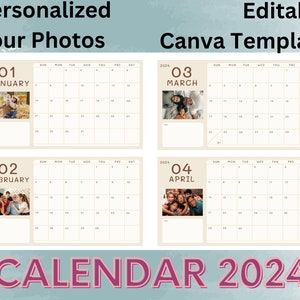 Personalized Calendar 2024, Printable and Editable Calendar 2024 ...
