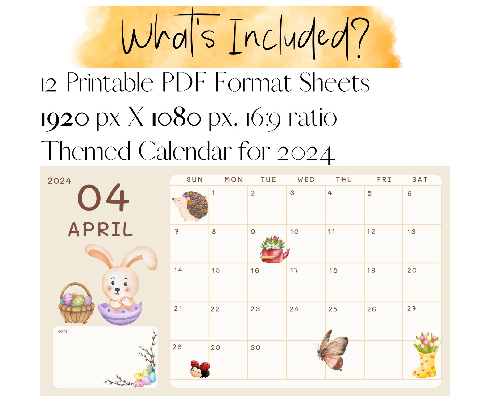 Calendar 2024 for Kids and Family PDF Printable Themed - Etsy