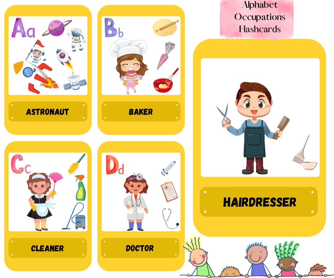 Occupations Cards, Community Helpers Flashcards, Alphabet Cards for ...