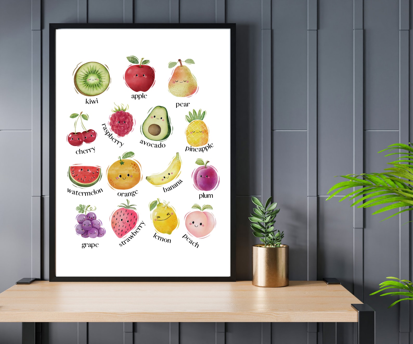 Fruits Educational Poster for Kids, Fruits Print for Kindergarten Decor ...