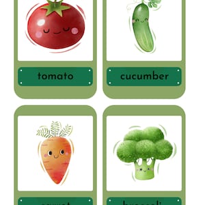 Fruits and Vegetables Flashcards for Toddlers, Printable Vegetables ...