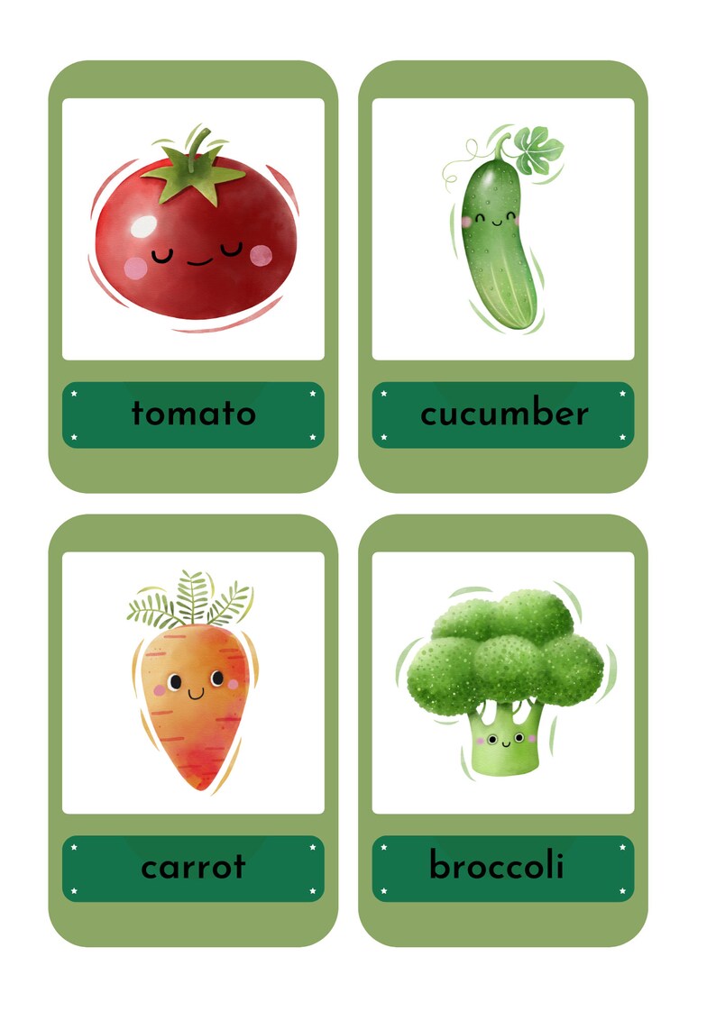 Fruits and Vegetables Flashcards for Toddlers, Printable Vegetables ...