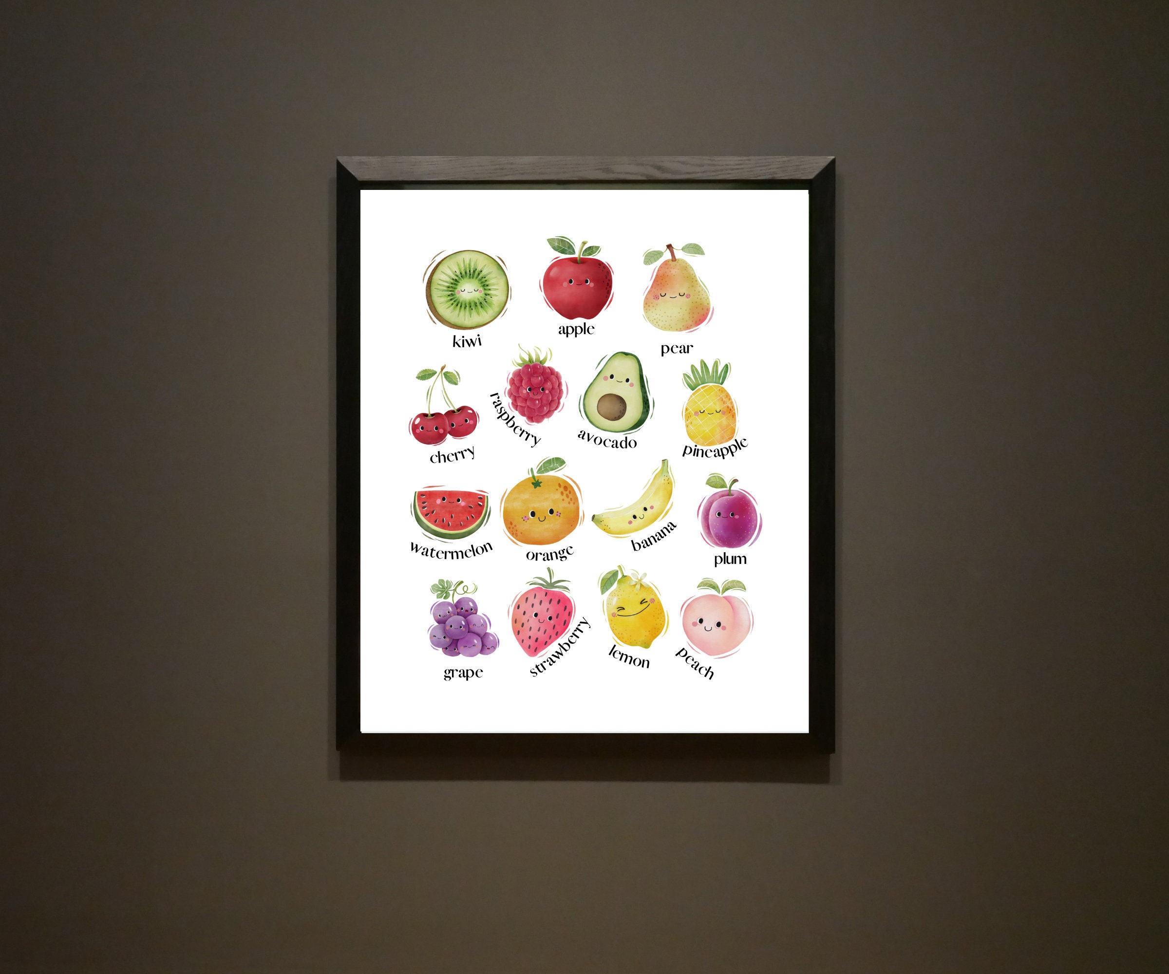 Fruits Educational Poster for Kids, Fruits Print for Kindergarten Decor ...