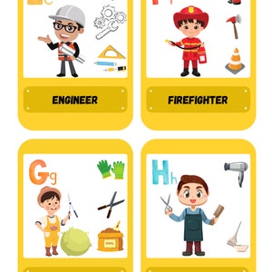 Job Cards for Kids With Alphabet, Alphabet Occupation Cards, Printable ...