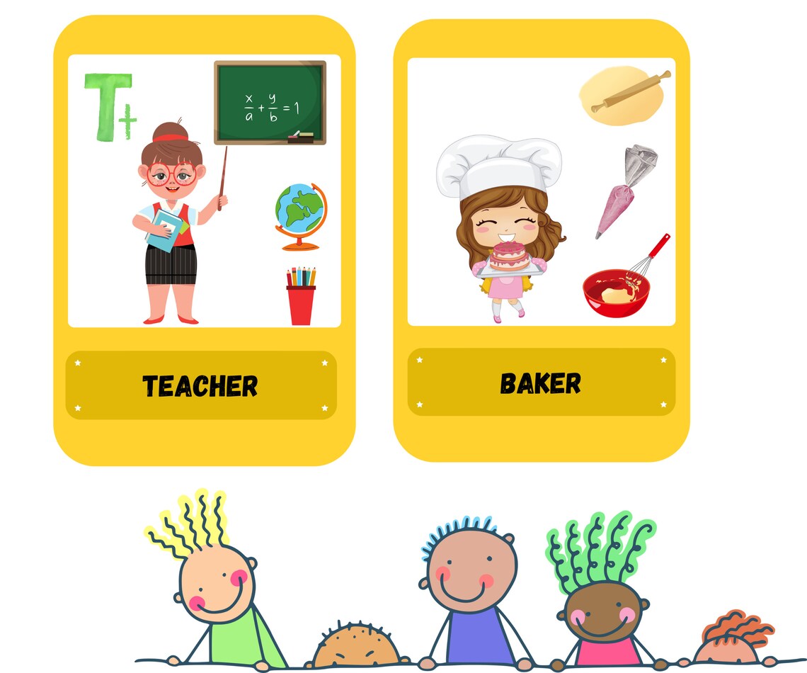 Occupations Cards, Community Helpers Flashcards, Alphabet Cards for ...