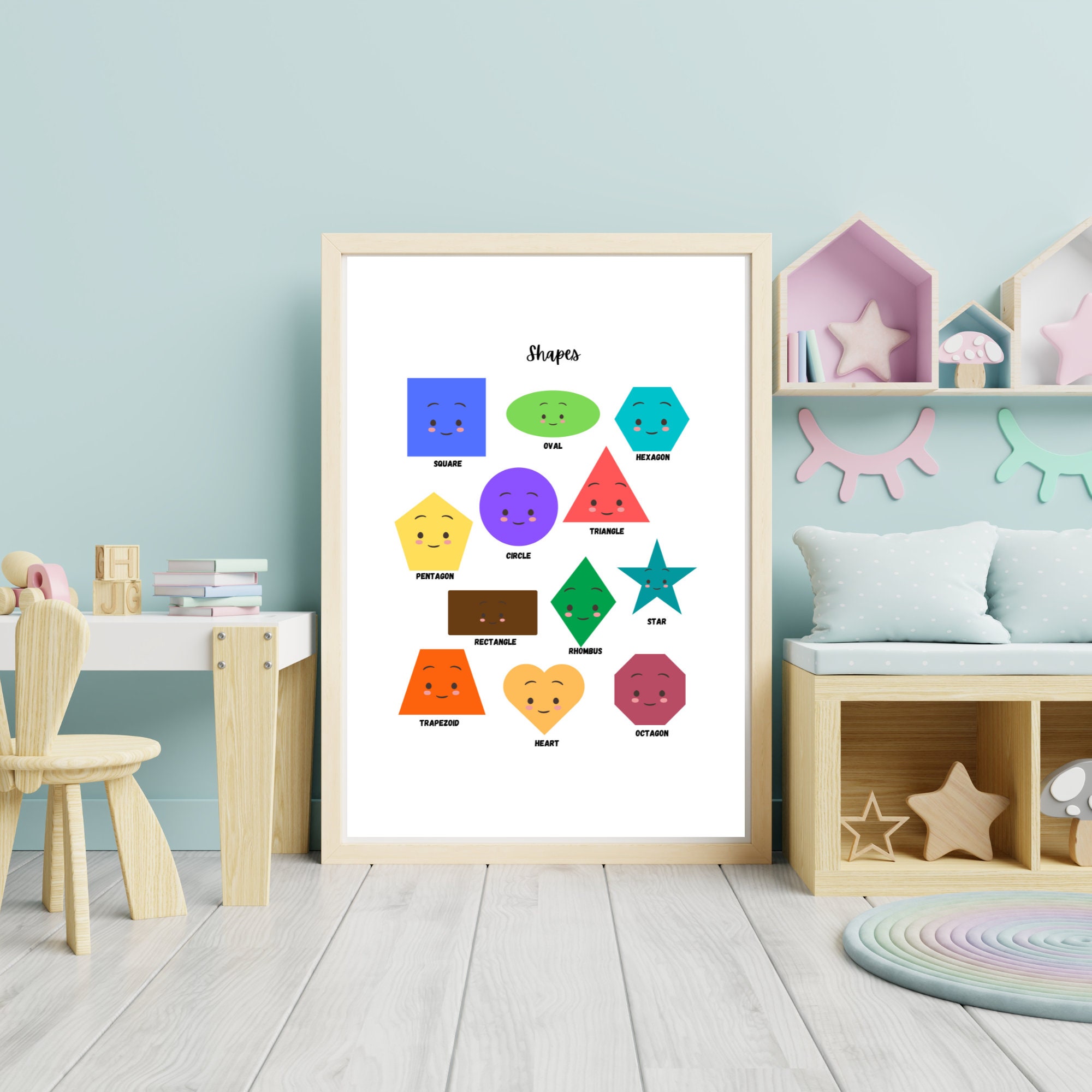 Shapes Poster for Toddlers, Educational Geometric Shapes Poster With ...