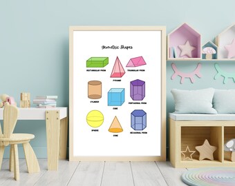 3D Shapes Poster - Etsy