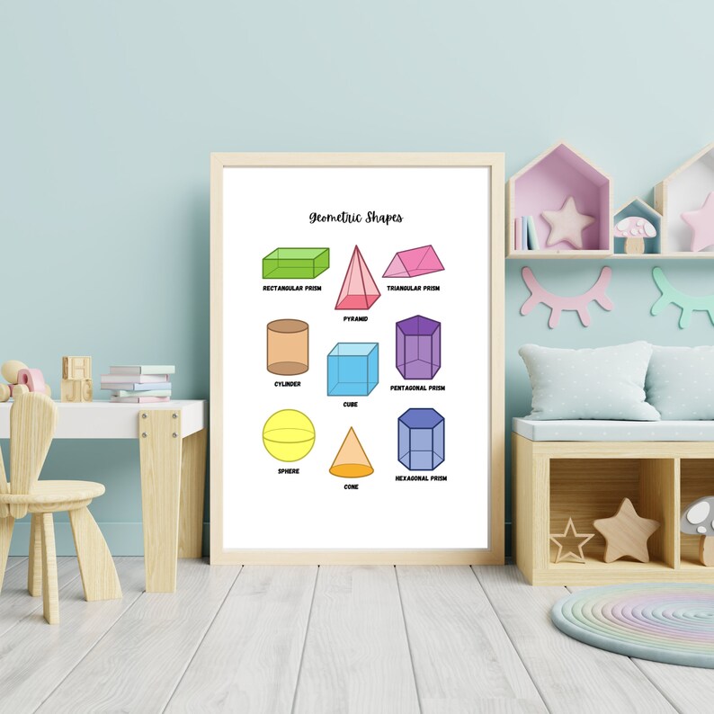 3d Shapes Poster for Kids Educational Shapes Print for Kids - Etsy
