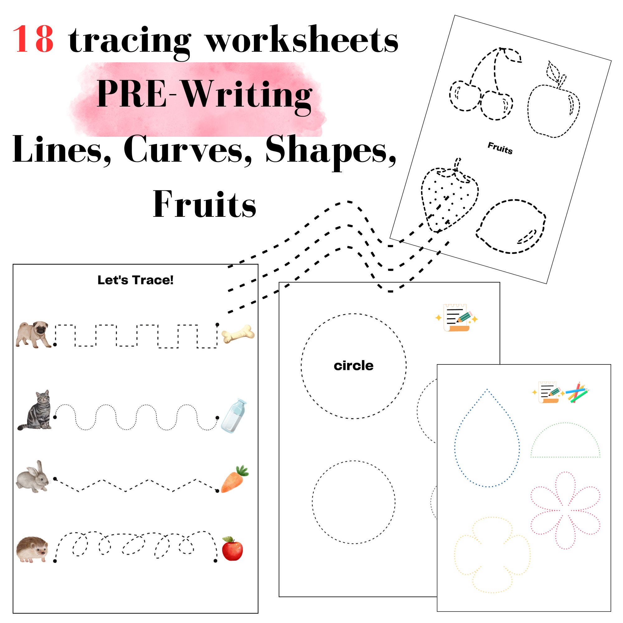 Tracing Worksheets for Preschooler, Preschooler Pre-writing Worksheets ...