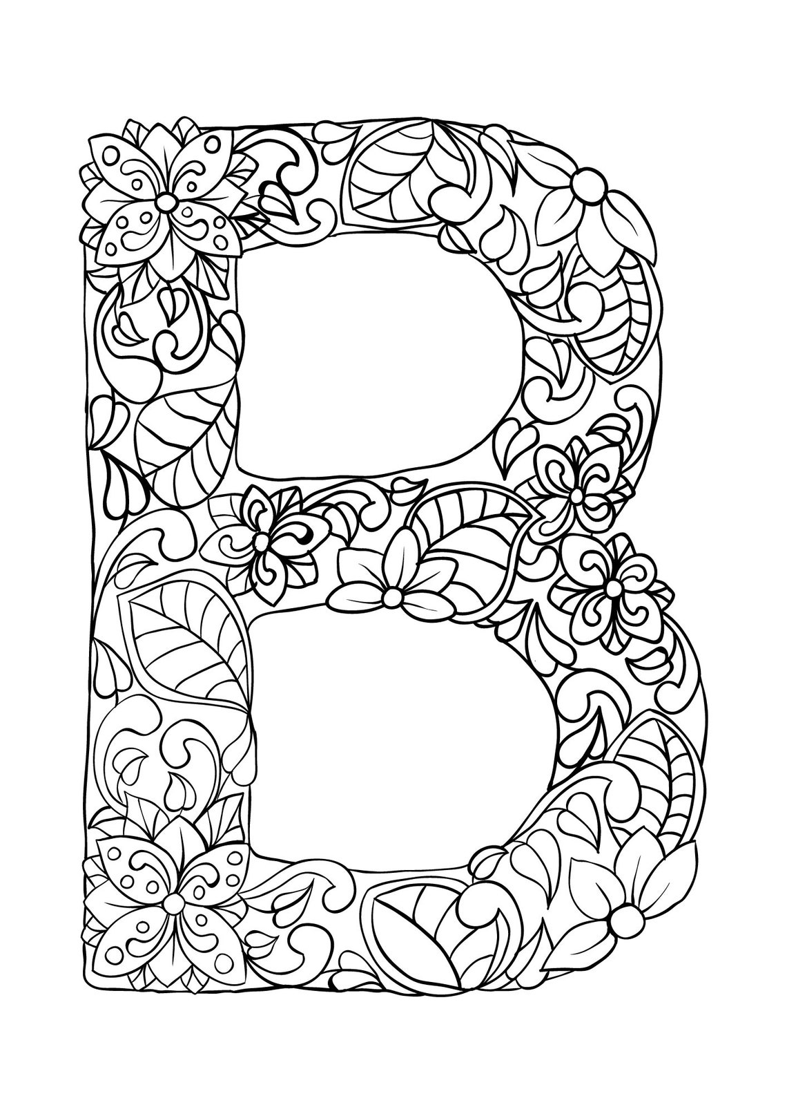 Alphabet Coloring Pages Floral Print, Printable Alphabet Letters ...