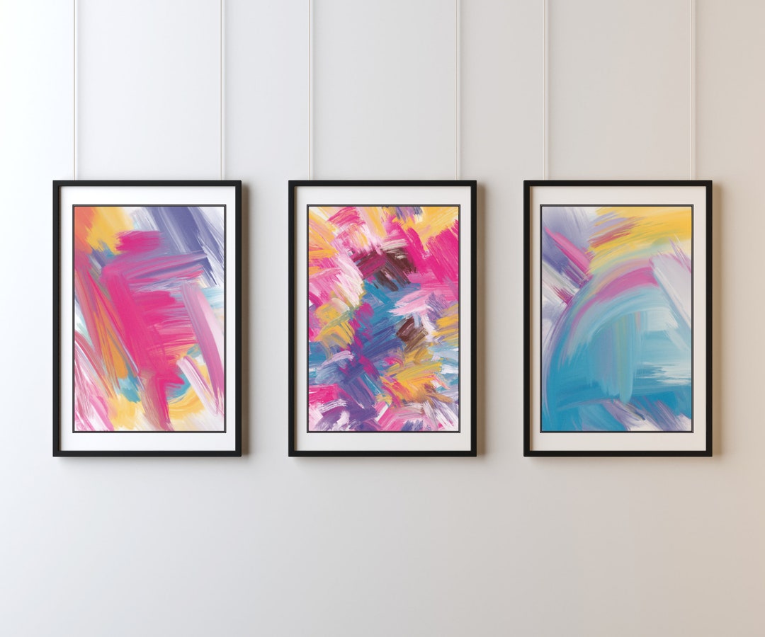 Colorful Abstract Wall Art Print, Abstract Set of Prints, Abstract Wall ...
