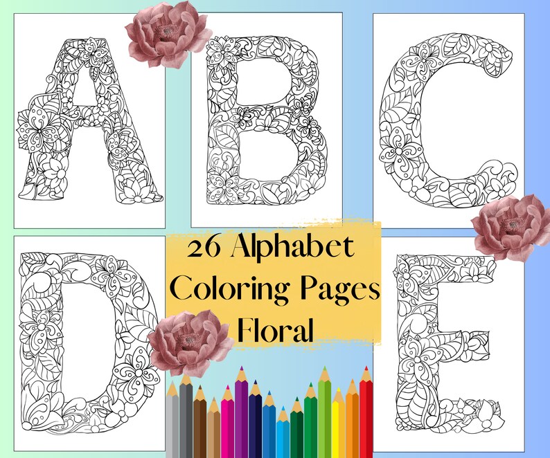 Alphabet Coloring Pages Floral Print, Printable Alphabet Letters ...