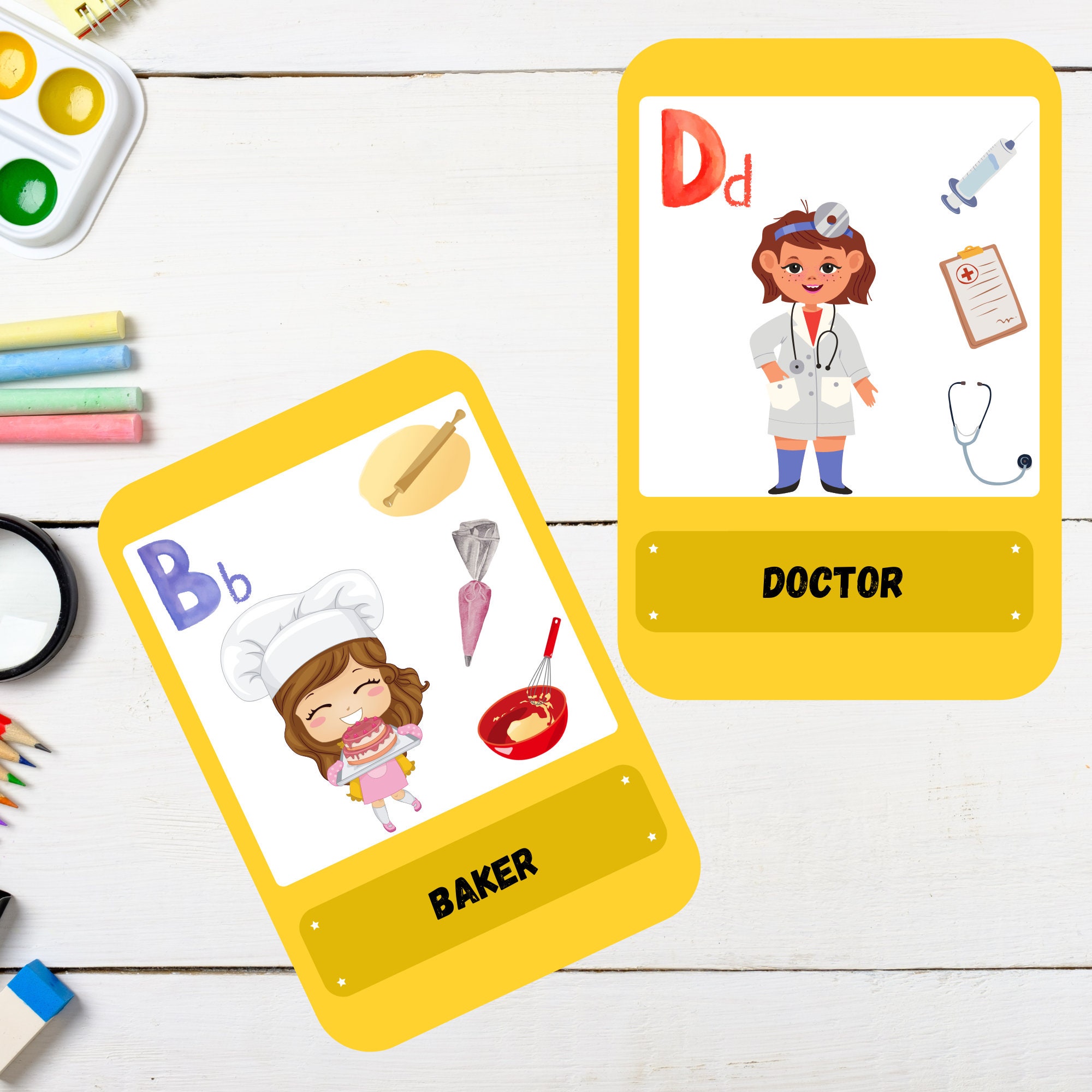 Job Cards for Kids With Alphabet, Alphabet Occupation Cards, Printable ...